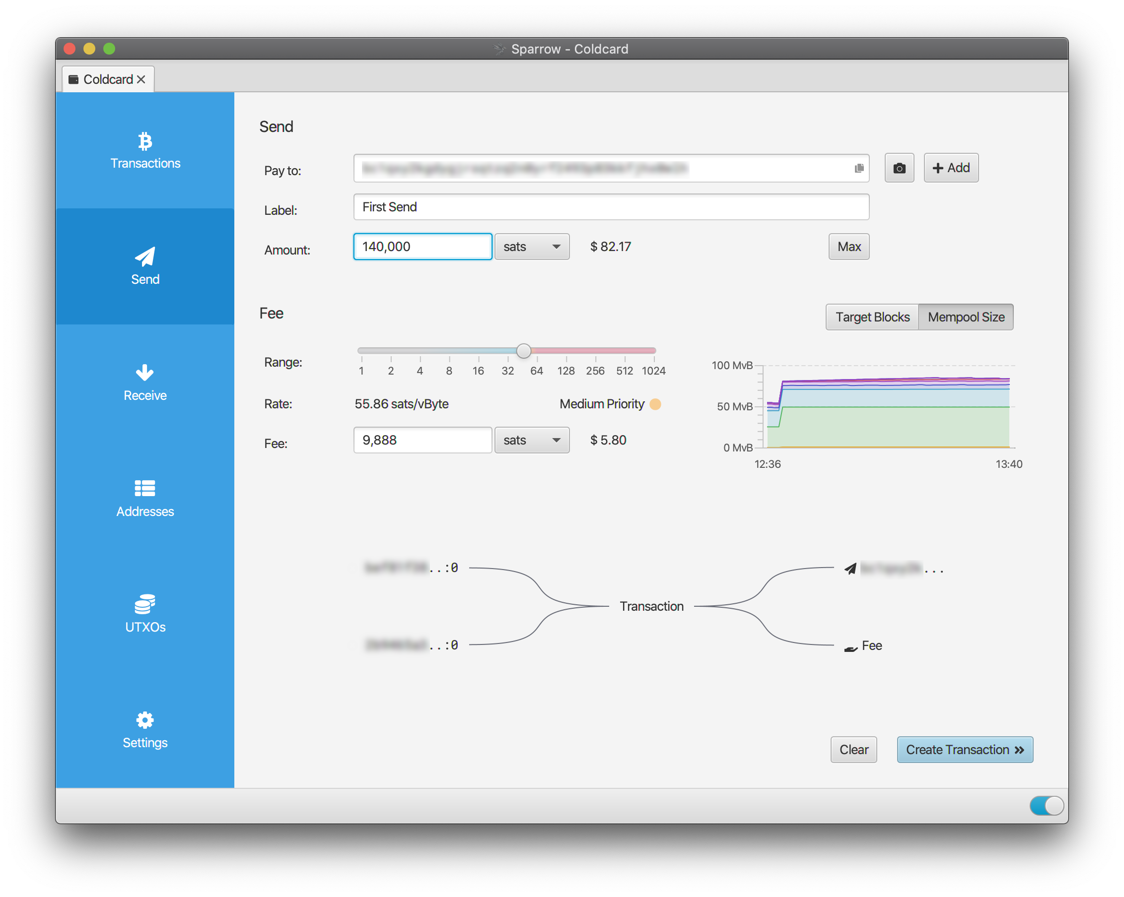 Setup a Coldcard wallet - Sparrow Wallet